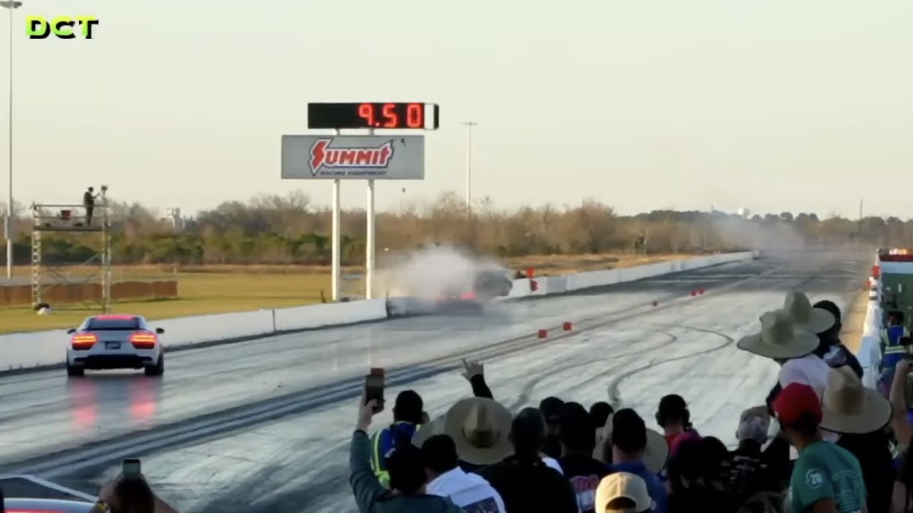 Video: zelfs met een Audi R8 kan een dragrace fout gaan